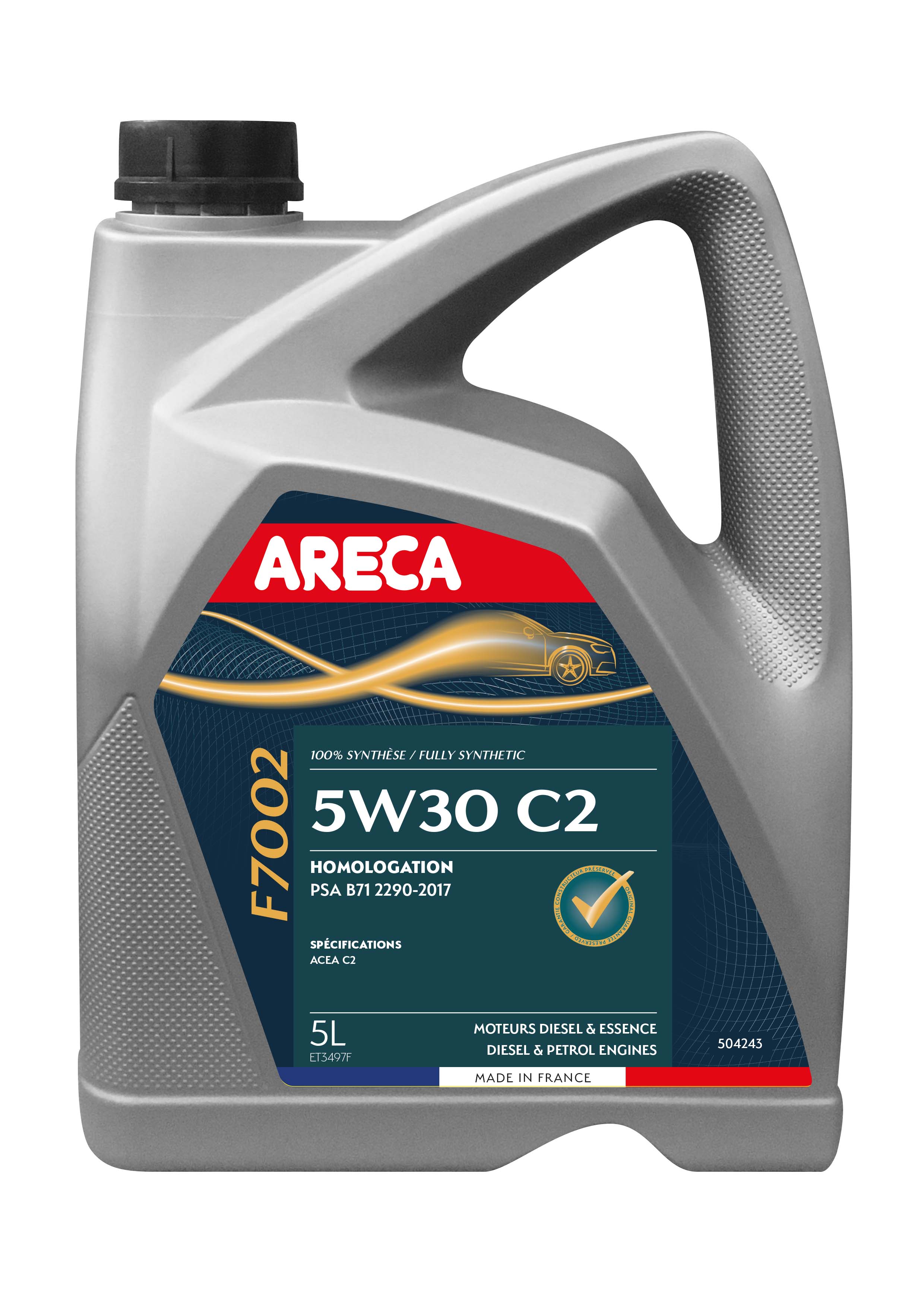 Huile moteur essence/diesel 5L ARECA 5W30 (C2, FAP, FORTAX F7002) pas ...