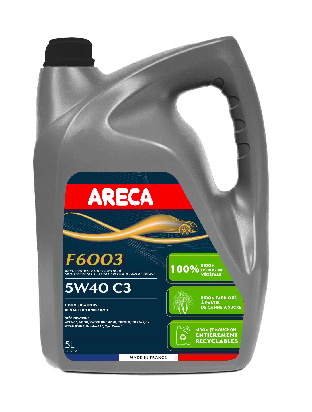 Huile moteur essence/diesel 5L ARECA 5W40 (C3, FORTAX F6003) pas cher ...